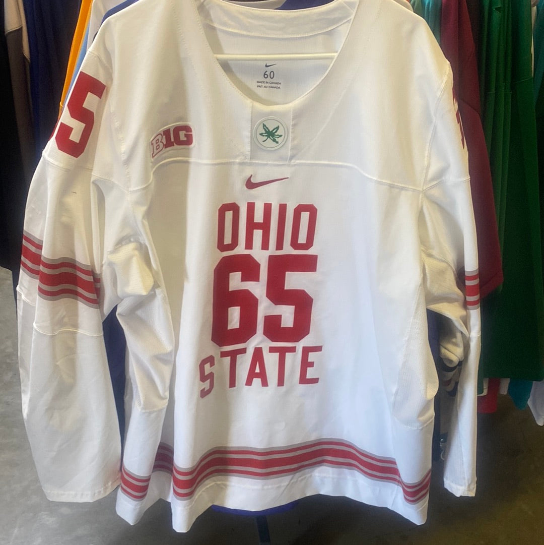 Ohio State Buckeyes Alternate Game Worn Hockey Jersey #65 - Size 60 ...