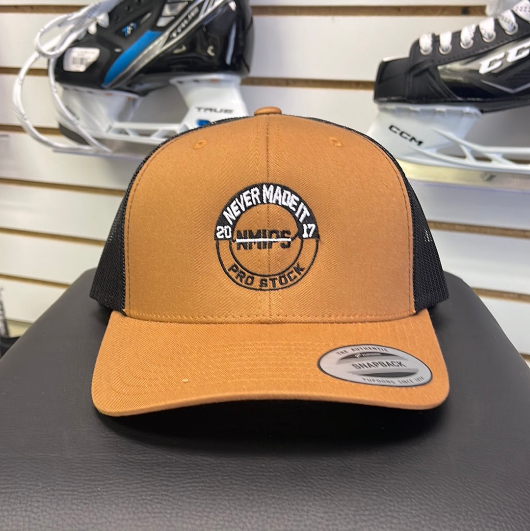Brown Black Never Made It Pro Stock Hat Yupoong SnapBack